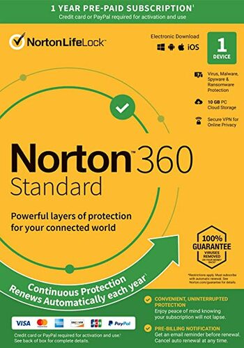 Norton 360 EU Key (1 Year / 1 Device) + 10 GB Cloud Storage | RoyalCDKeys